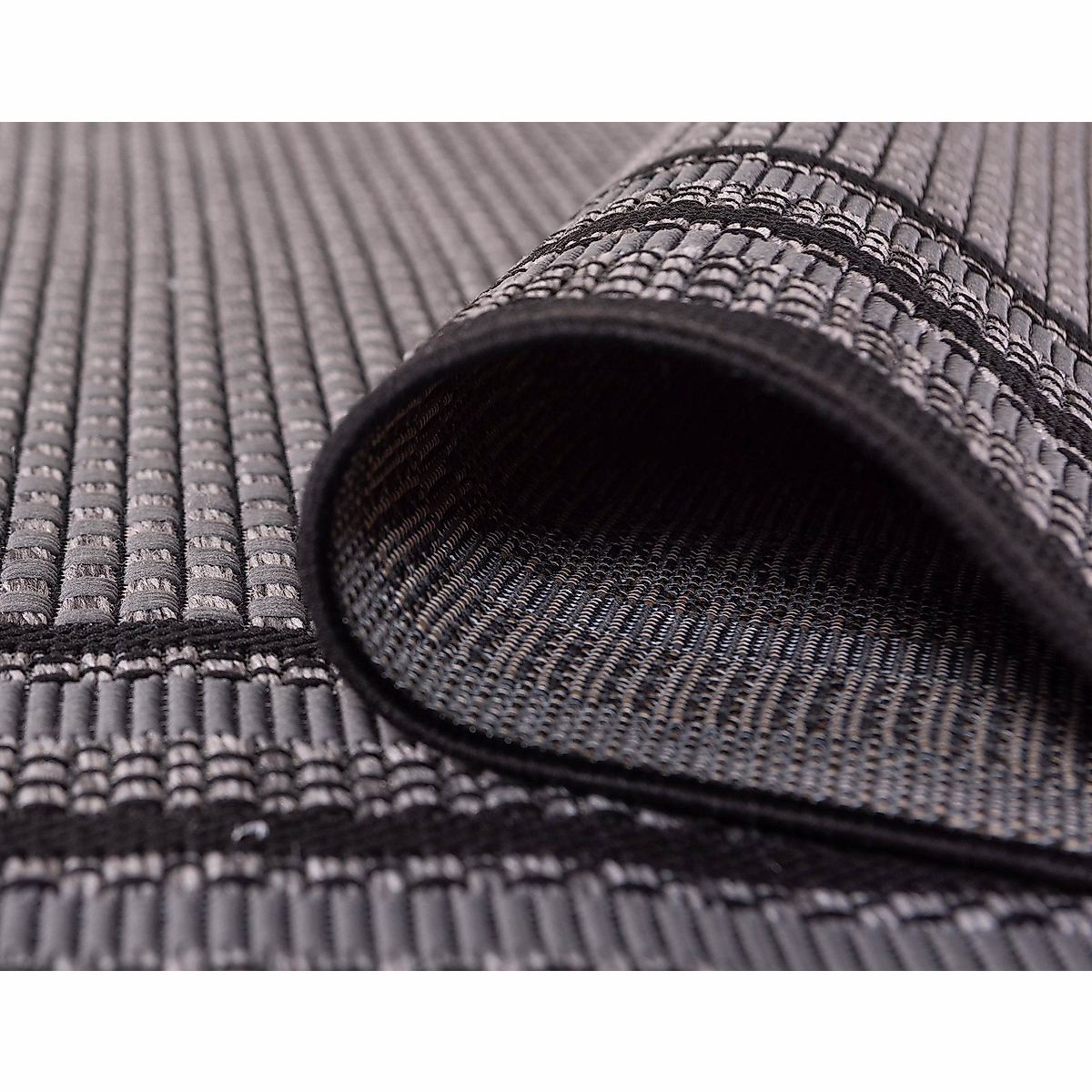 Unique Loom Outdoor Border Collection Area Rug - Multi Border (3' 3" x 5' 1" Rectangle, Gray/ Black)