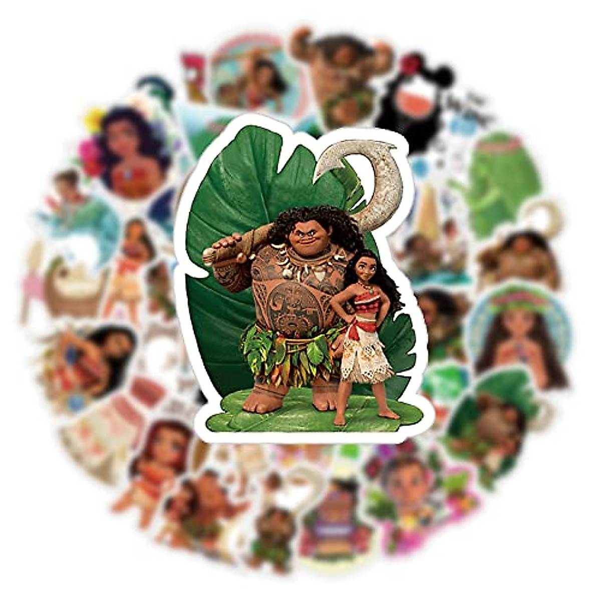 52Pcs Moana Stickers，Cartoon Aesthetic Vinyl Waterproof Sticker Decals for Water Bottle, Laptop, Phone, Scrapbook, Journaling Gifts for Kids Toddlers Teens Girls Adults Birthday Party Supplies Favors…