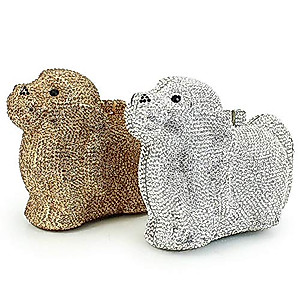 Womens Shoulder Evening-Bag Chain Bridal Ladies Clutch-Purse Crystal Luxury Handbag Puppy Gold