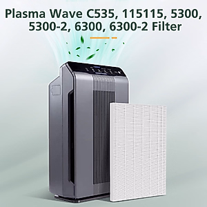 isinlive 115115 Replacement Filters A Size 21 for Winix PlasmaWave 5300-2, C535, 6300, 5300, 6300-2, P300, AM90, 9000, 5000, 5000B, C909, 9800 Air Purifier, 1 True HEPA Filter + 4 Carbon Pre-Filters