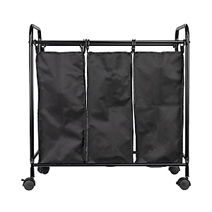 Household Essentials Rolling Triple Laundry Sorter, Black