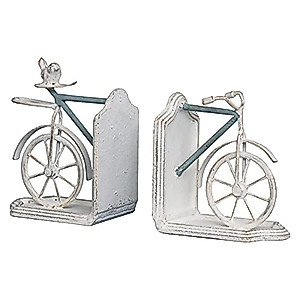 Foreside Home & Garden White Set of 2 Metal Bicycle Bookends FDDD10014, Multi