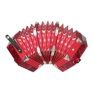 Btuty Accordion Acordeon Concertina Accordion Instrument Acordion 20-Button 40-Reed Anglo Style with Carrying Bag (Red)