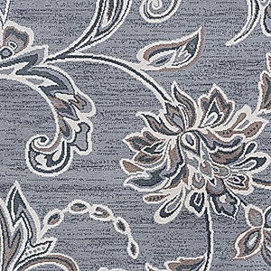 Garland Transitional Floral Gray Round Area Rug, 5' Round