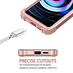 LONTECT Moto Edge 2021 Case, 5G UW Sparkly Glitter Shockproof Hybrid Protective Cover - Shiny Rose Gold