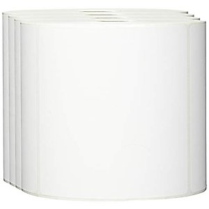Brother 4"x4" TT Premium Paper Label (for Wax & Wax/Resin Ribbon), 5”OD/1" Core, 750 Labels/Roll, 4 Rolls/Case