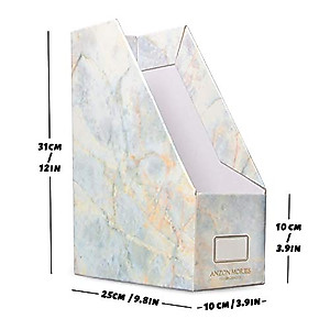 Magazine File Holder with Golden Marble Design 2 Pack, Premium Document Storage Box, Book Bin, Desk File Rack, Perfect for A4 Size Document, Office Folder, Newspaper Tray