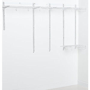 Rubbermaid FastTrack FreeSlide Expandable Closet Organizer, 4 to 8 foot, White, for Clothes/Shoes/Hats