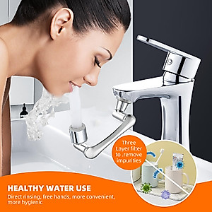 CLINFASTER 1080° Swivel Faucet Extender, 360° Swivel Robotic Arm Faucet Aerator, 2 Mode Splash Water Filter Extension, Multifunctional Universal Model Sink Faucet Adapter for Kitchen/Bathroom Sink