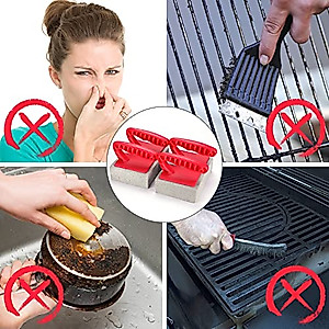 LYIGEOL Grill Griddle Cleaning Brick Block, BBQ Grill Cleaner Block with Handle,Magic Cleaning Stone Scraper, Scrubbing Pumice Stone for Blackstone,Pool,Tile, Oven,Toilet (Pack of 4)