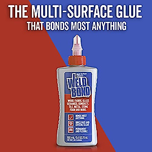 Weldbond All Purpose Glue, Bonds Most Anything! Non-Toxic Glue, Use as Wood Glue or on Glass Crafts Ceramic Mosaic Porcelain Tile Stone Fabric Carpet Metal & More. Dries Crystal Clear 5.4 oz / 160 ml