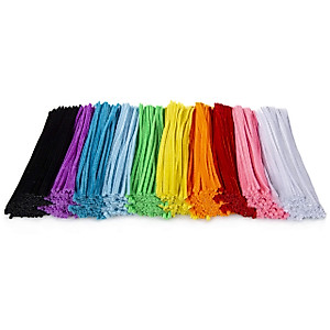 zees 1,000 Pipe Cleaners in 10 Assorted Colors, Value Pack of Chenille Stems for DIY Arts and Craft Projects and Decorations - 6mm x 12 Inches (1000)