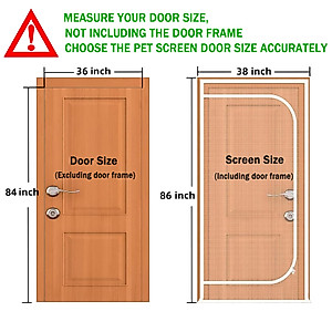 Upgraded Pet Screen Door Fits Doors Up to 36"x84",Heavy Duty Cat Proof Mesh Screen Door with Zipper Closure,Prevent Cats Running Out from Home,Bedroom,Living Room,Kitchen,(White)