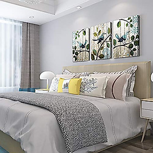 Bird On The Branch 3 Piece Abstract Canvas Wall Art For Living Room Wall Decor For Bedroom Kitchen Decorations Abstract Hang Posters Canvas Prints Artwork Modern Framed Bathroom Home Decoration