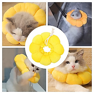 Adjustable Cat Recovery Collar Cat Elizabethan Collar Pet Cone Collar Cat Cone Collar for Anti-Bite Lick, Kittens and Puppies Wound Healing (S Sun Flower)