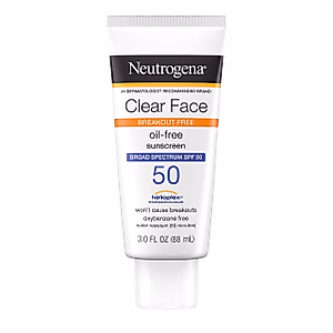 Neutrogena Clear Face Liquid Lotion Sunscreen for Acne-Prone Skin, Broad Spectrum SPF 50 UVA/UVB Protection, Oil-, Fragrance- & Oxybenzone-Free Facial Sunscreen, Non-Comedogenic, 3 fl. oz (Pack of 3)