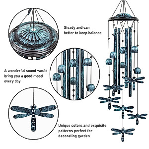 Monsiter QE Outdoors Wind Chimes with 4 Aluminum Tubes - Dragonfly S Hook, Wind Bells Hanging Decorate for Patio, Garden, Backyard or Porch