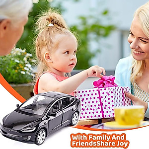 Model X Diecast Car Toy, 1:32 Scale Zinc Alloy Model X Model Car Pull Back Vehicles Door Opening with Light, Mini Model X Toy Car Collectible Model X90 Car Toy for Toddler Boys Girls