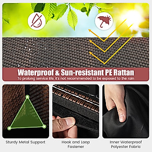 Tangkula 96 Gallon Deck Box, PE Wicker Outdoor Storage Box with 4 Wheels and Waterproof Liner, Outdoor Rectangular Storage Container for Cushions, Garden Tools, Pool Accessories (Mix Brown)