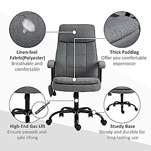 Vinsetto Executive Massage Office Chair with 2-Point Lumbar Massage, USB Power, Adjustable Height, Padded Headrest, Armrest, Grey