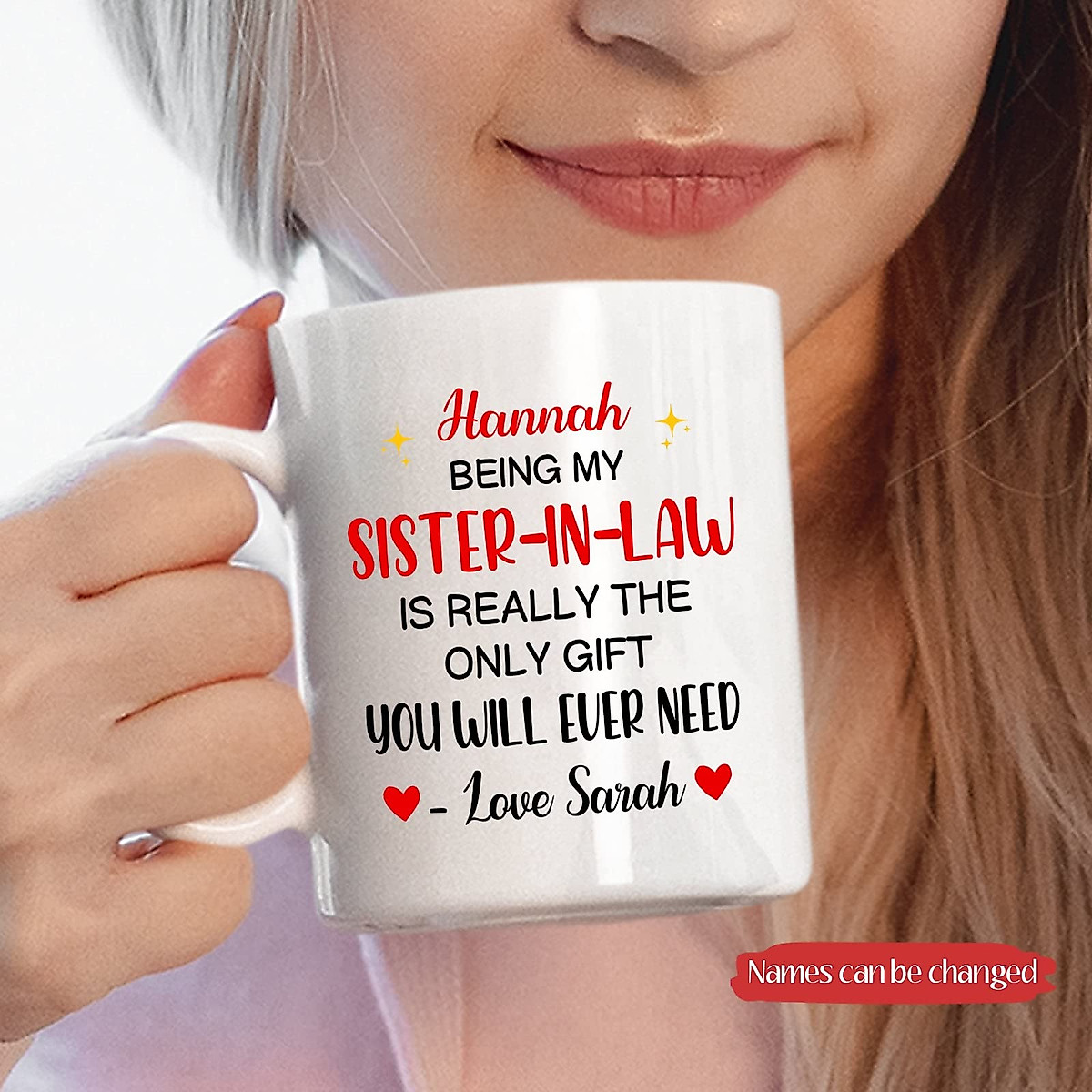 BigTees Personalized Being My Sister-in-law Is Really The Only Gift You Will Ever Need Mug with Name - Sister-in-law Present - Customized Sister in Law Coffee Mug - White Cups 11oz 15oz