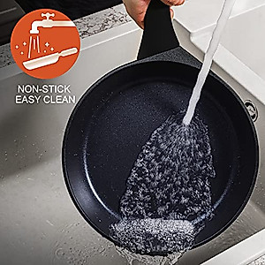 KCJOY Frying Pan, Heavy-Duty-Cast-Aluminum Base Frying Pans Nonstick 10", Nonstick Frying Pan with Black Handle Oven Safe Compatible With All Stoves