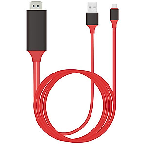 Tek Styz Powered USB-C 4k HDMI Cable Compatible with Sony WF-1000XM3 Plus USB Charging at Max 2160p@60Hz, 6Ft/2M Cable [Red, Thunderbolt 3]