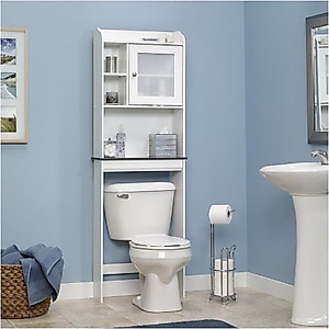 Pemberly Row Over-The-Toilet Etagere, Space-Saver Bathroom Cabinet with Adjustable Shelf in Soft White