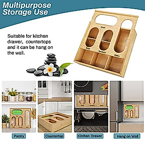 Ziplock Bag Storage Organizer, Bamboo Food Storage Bags Container Organizer with Slider