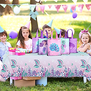 Photect 32 Pcs Mermaid Party Favor Bags Under the Sea Party Goodie Bags Marine Sea Animals Treat Bags Reusable Mermaid Theme Non Woven Tote Bags for Girls Birthday Ocean Party Baby Shower Supplies