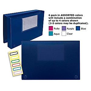 5 x 8 Inch Index Card Case by Better Office Products, 6 Pack, Semi-rigid Plastic, with Clear Index Dividers, Assorted Colors Will Vary