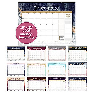 bloom daily planners 2023 Calendar Year Desk/Wall Monthly Calendar Pad (January 2023 - December 2023) - Large 21" x 16" Hanging or Desktop Blotter - Watercolor