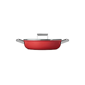 SMEG 8PC Non Stick Cookware Set, Red 9.5" Frypan, 11" Frypan, 3.5 QT Saucepan with Lid, 5 QT Casserole pan with Lid 4 QT Deep Pan with Lid