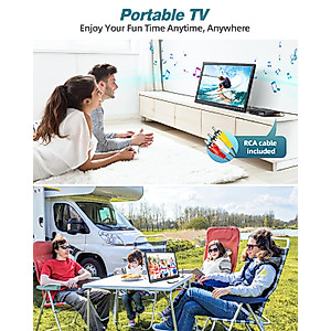 Desobry 17 Inch Small TV with 1080P HDMI Input, Portable TV with Antenna ATSC Tuner, Rechargeable Battery Operated TV Portable Monitor Built-in TV Stand, Mini TV for Bedroom, Kitchen, Camping, RV