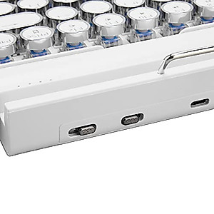 Rosvola Mechanical Keyboard, Ergonomic 83 Keys Blue Switch Round Keycaps Gaming Keyboard for Laptop (White)