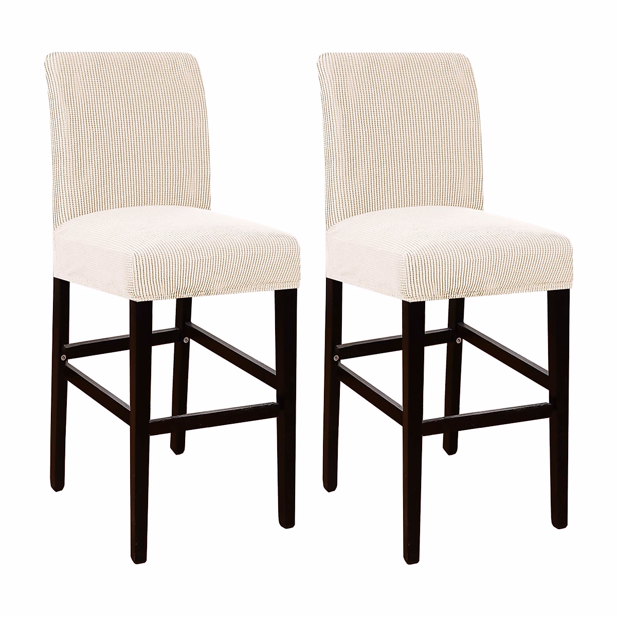 Flamingo P Stool Covers Dining Chair Covers Stretch Jacquard Fabric Chair Slipcover with Elastic Bottom Removable Washable Chair Protector Chair Cover Set of 2, Biscotti Beige