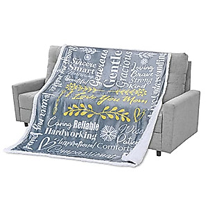Mami Home Mom Blanket Gift with Thick Double Layered Fleece and Sherpa Blanket Fabric | Wonderful Blankets for Mom | Wholesome I Love You Mom Gifts from Daughters and Sons with Free Canvas Bag | 50x60