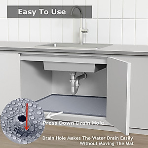 Under Sink Mat - 34" x 22" Waterproof Under Sink Kitchen Cabinet Mat with Drain Hole,Kitchen Bathroom Cabinet Floors Mat,Silicone Under Sink Mat,Flexible Under Sink Mats