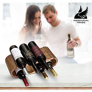 Mercurial Trade Wine Rack Free Standing 8 Bottle Acacia Wine Racks Countertop Cabinet Wine Holder Stand Wine Storage Shelf for Kitchen, Bar, Pantry