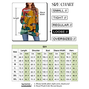 YESNO Women Christmas Sweater Graphic Printed Oversized Pullover Sweaters Casual Loose Knit Tops L S01 CR121