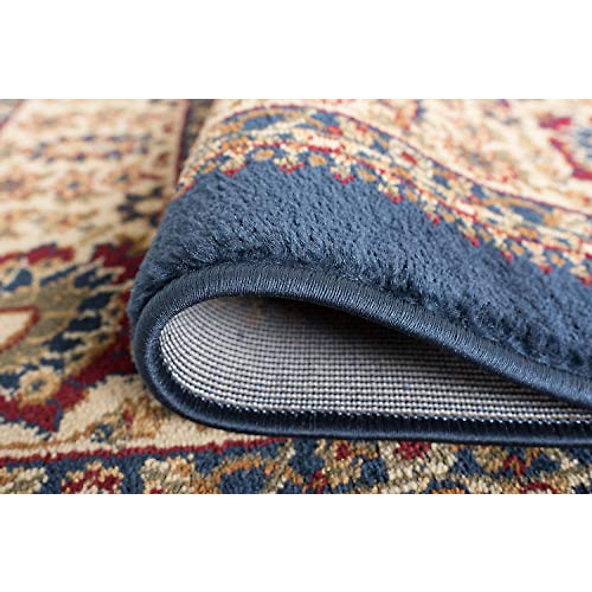 Fiona Traditional Oriental Navy Round Area Rug, 5' Round