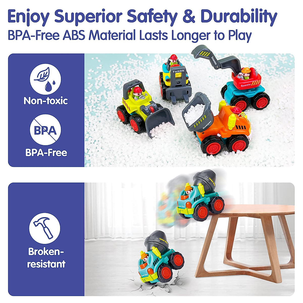 HOLA Toys for 1 Year Old Boy Birthday Gift - 6 PCs Toy Trucks Mini Car Toys for 2 Year Old Boy Birthday Gift, Toddler Toys Age 1-2, Baby Easter Basket Stuffers