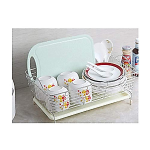 ZSQAI Kitchen shelf-Large Dish Drying Rack Cutlery Holder, Over the Sink, In Sink Or On Counter Dish Drainer, Rustproof Stainless Steel