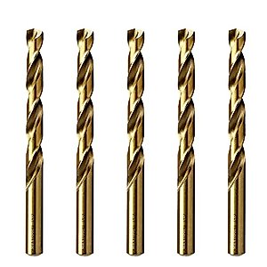 MAXTOOL 17/64" 5pcs Identical Jobber Length Drills HSS M35 Twist Drill Bits 5% Cobalt Fully Ground Golden Straight Shank Drills; JBF35G10R17P5