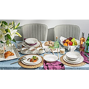 Zak Designs Melamine Dinnerware Set, 12-Piece, Service for 4, French Country House (Oyster White)