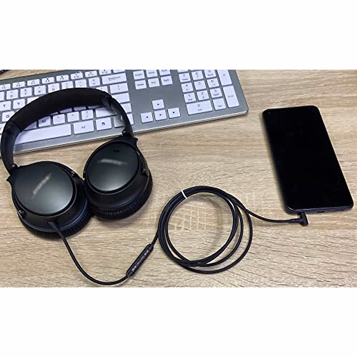 BINGLE Headphones Replacement Cord for Bose QC25, QC35, QuietComfort 25, QuietComfort 35, On-Ear 2,OE2,OE2i Headphones Inline Mic/Remote Control – Black