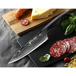 BRODARK Damascus Chef Knife 8 Inch - Ultra Sharp Kitchen Knife, Japanese Knife with Full-Tang Ergonomic Handle, Cooking Knife for Home, Restaurant (Dark Horse Series)
