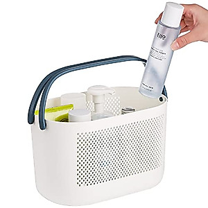 AVLA 4 Pack Portable Shower Caddy Basket, Plastic Storage Baskets with Handles, Drainage Toiletry Organizer Bin, Dorm Shower Tote Bag for Bathroom, Kitchen, Closet, Bedroom, College, Gym, Camp