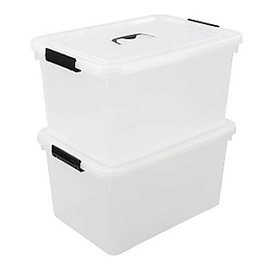 Fiazony 17.5 Quart Clear Storage Box, Plastic Storage Bins with Lids, 4-Pack