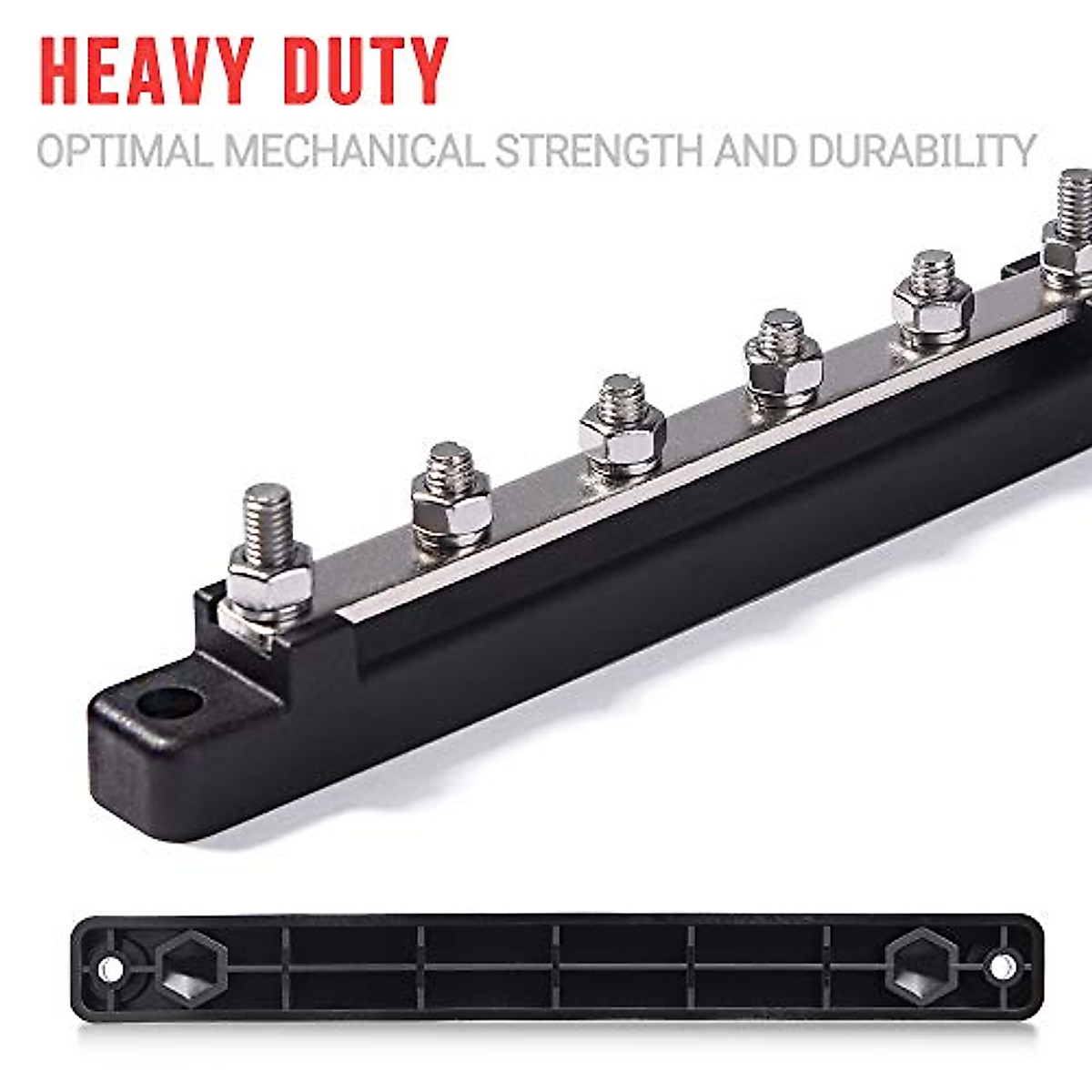 MICTUNING 4 Terminal Bus Bar & Cover Ground Distribution Block - Car Boat Marine Power Distribution Terminal Block